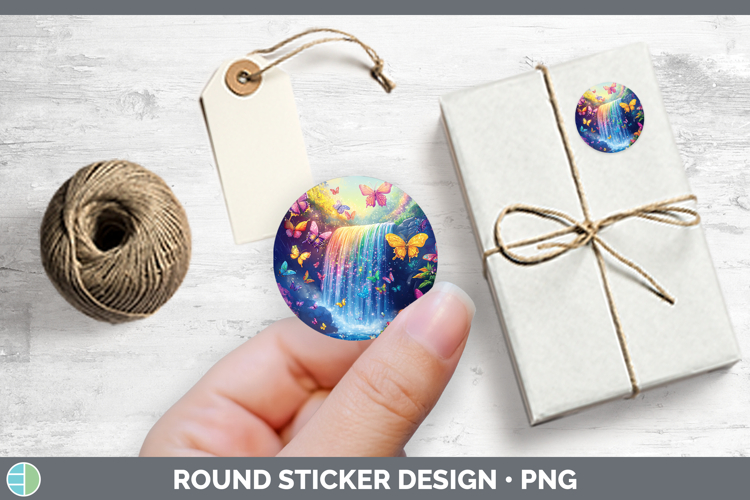 BS02 Glitter Waterfall Stickers | Round Labels Designs