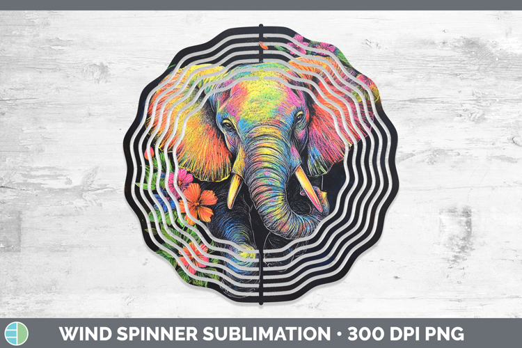 BS02 Rainbow Elephant Wind Spinner Sublimation Spinner Desi