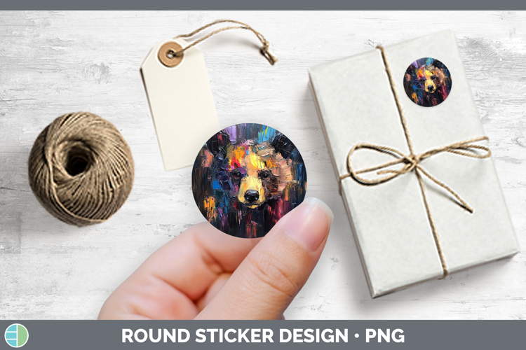 BS02 Thick Paint Bear Stickers | Round Labels Designs