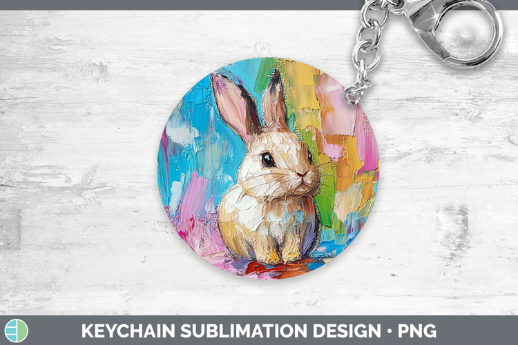 BS02 Thick Paint Bunny Keychain Sublimation Keyring Designs