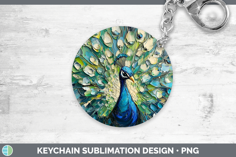BS02 Thick Paint Peacock Keychain Sublimation Keyring Design