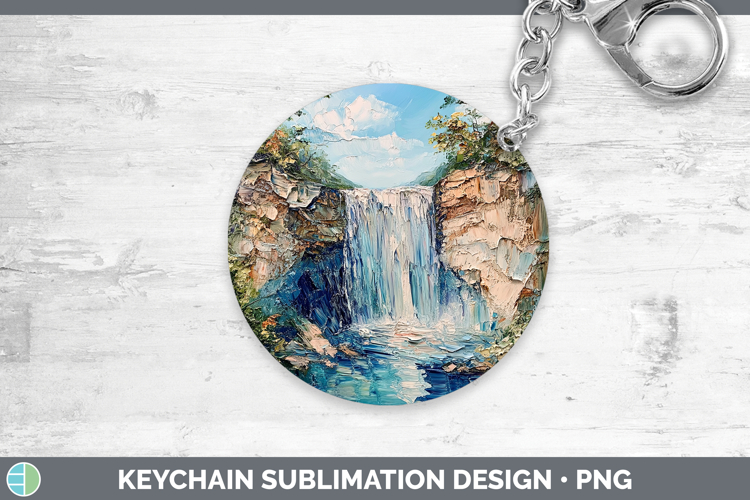 BS02 Thick Paint Waterfall Keychain Sublimation Keyring Desi