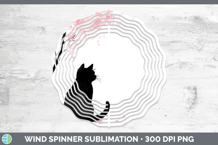 BS03 Sakura Black Cat Wind Spinner Sublimation Spinner Desig