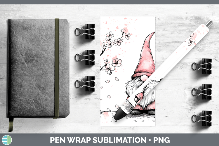 BS03 Sakura Gnome Pen Wrap Sublimation Pen Designs