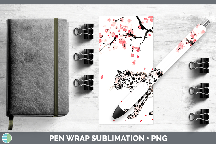 BS03 Sakura Leopard Pen Wrap Sublimation Pen Designs