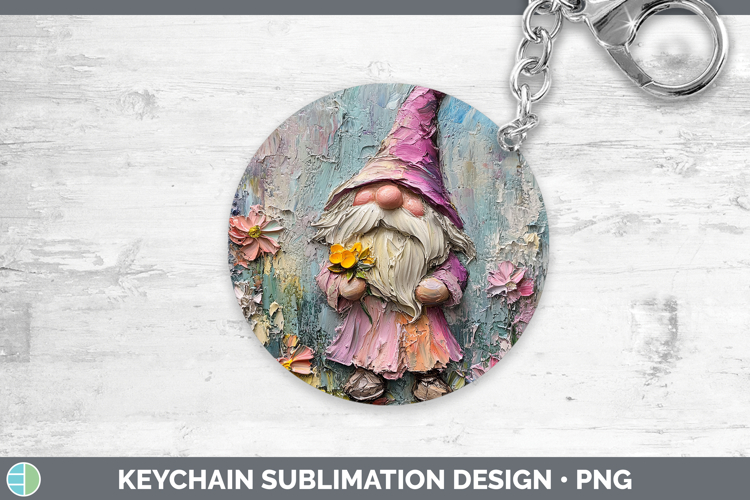 BS03 Thick Paint Gnome Keychain Sublimation Keyring Designs