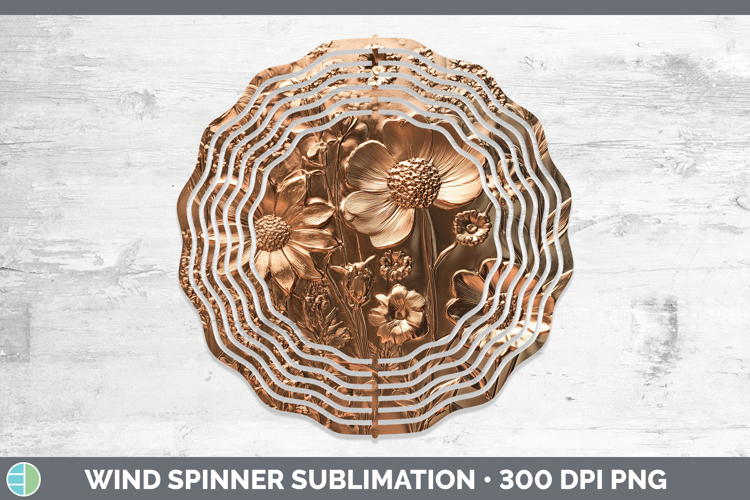 BS04 Copper Relief Wild Flowers Wind Spinner Sublimation Spi