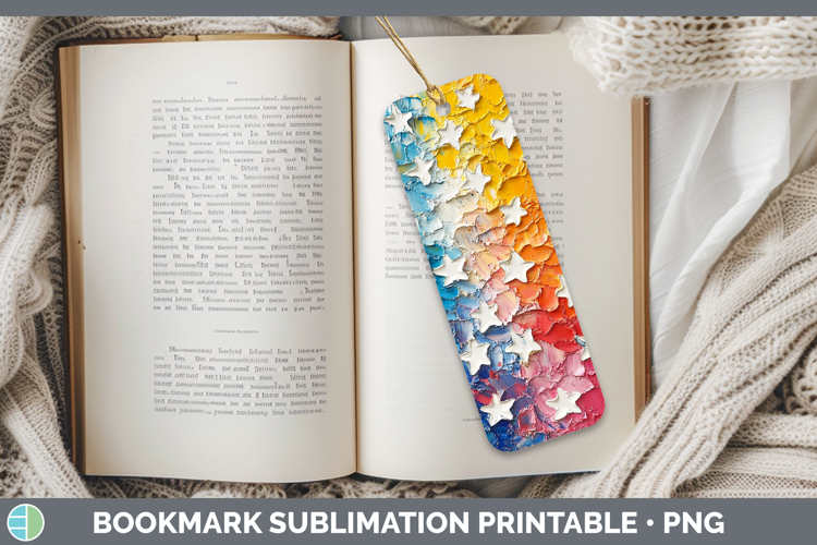BS04 Thick Paint Stars Bookmark Sublimation Printable Design
