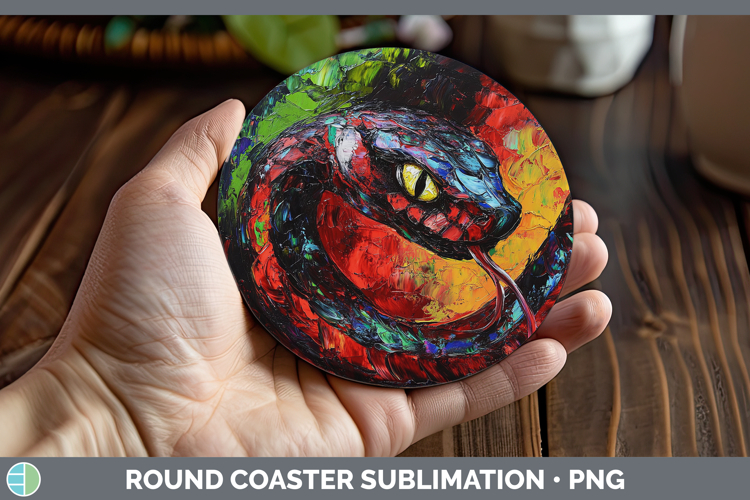 BS05 Thick Paint Snake Round Coaster Sublimation Coaster Des