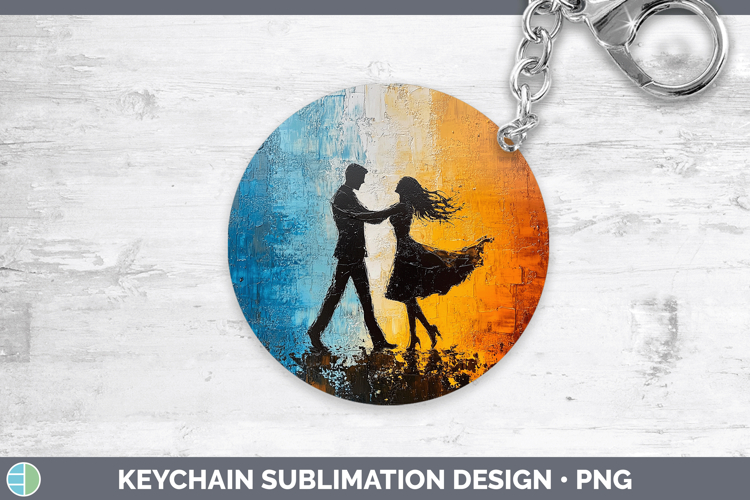 BS06 Thick Paint Dancing Couple Keychain Sublimation Keyring