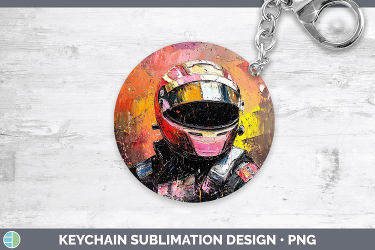 BS06 Thick Paint Female Race Car Driver Keychain Sublimation