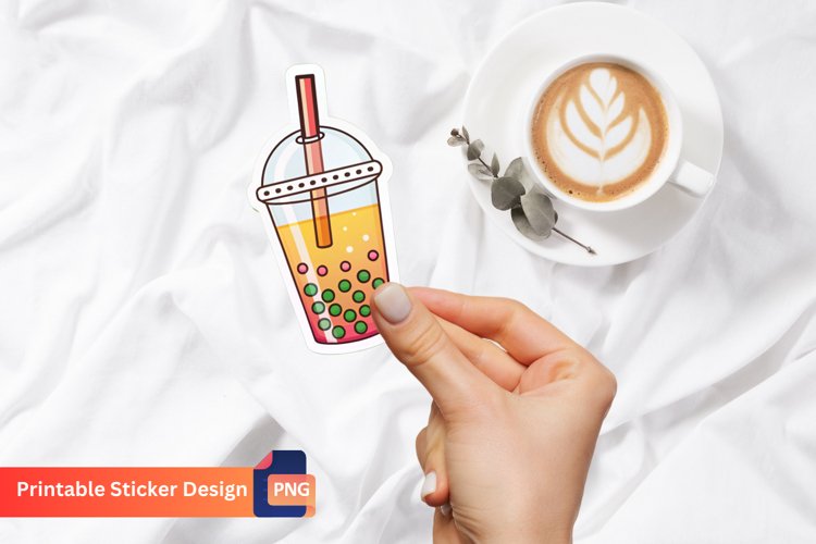 Bubble Tea Sticker, Kawaii Bubble Tea Sticker, Tea Sticker