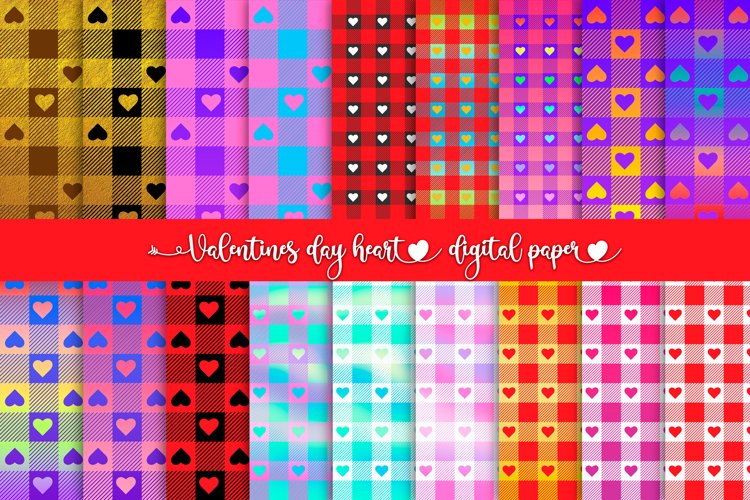 Heart Valentines day digital paper bundle