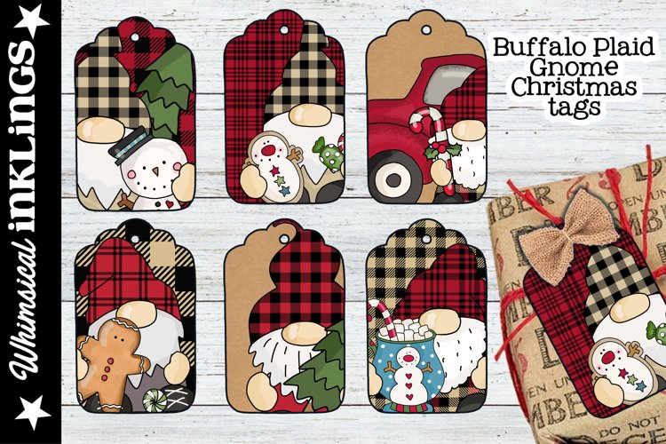 Buffalo Plaid Gnome Christmas Tags