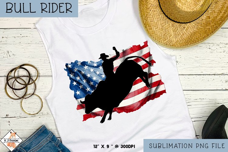 Bull Rider Sublimation Design| US flag