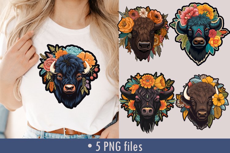 Bulls with Flowers Sublimation Bundle