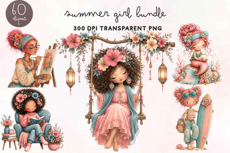 Summer Girl Clipart PNG (6763736)