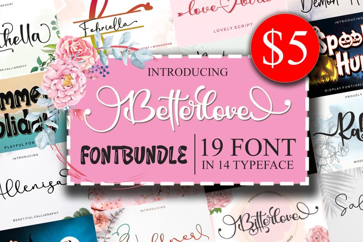 Betterlove Beauty Fontbundles (1513127) | Valentines | Font Bundles
