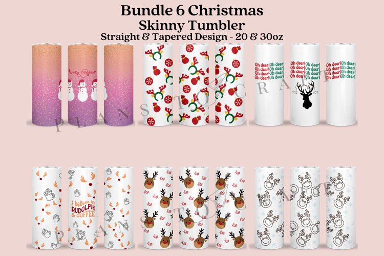 bundle 6 christmas skinny Tumbler Sublimation Wrap