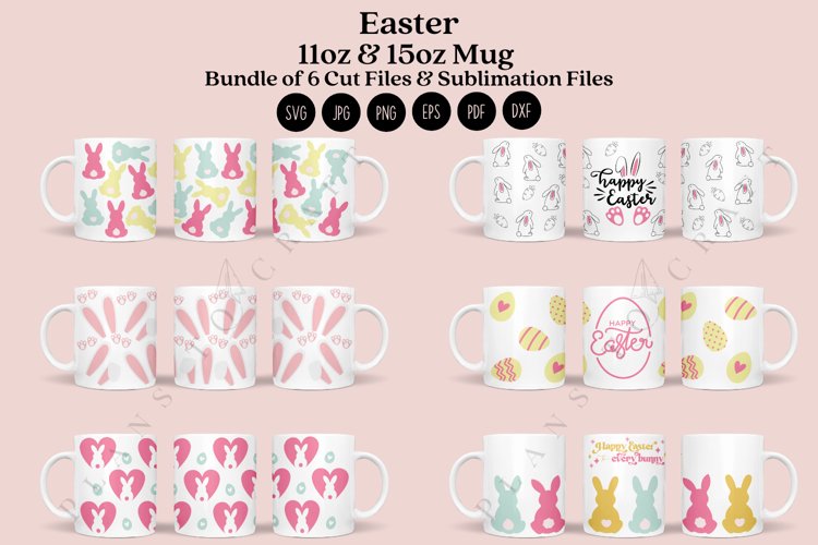 bundle 6 easter template for 11oz and 15oz mug wrap