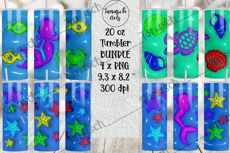 3d puff summer beach sublimation tumbler, 3d inflate wrap