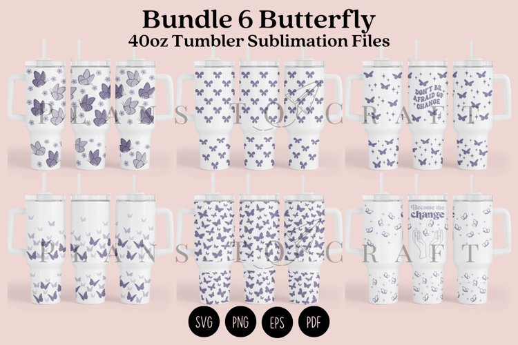 bundle butterfly 40oz tumbler sublimation wrap svg