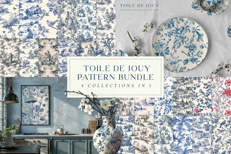 Toile de Jouy Patterns Bundle.
