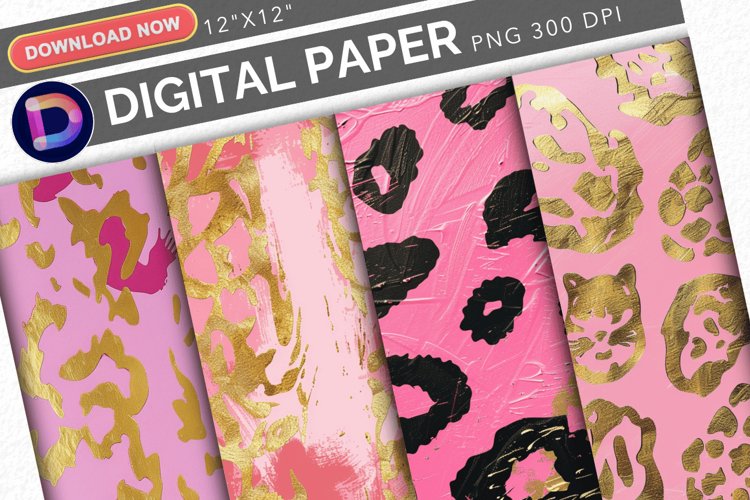 Burgundy and Gold Leopard Digital Paper