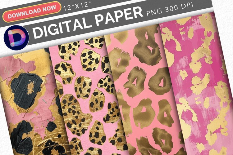 Burgundy and Gold Leopard Digital Paper