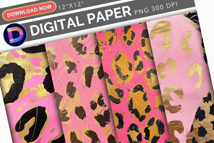 Burgundy and Gold Leopard Digital Paper
