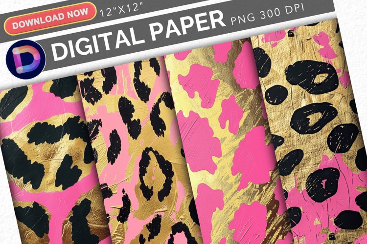 Burgundy and Gold Leopard Digital Paper