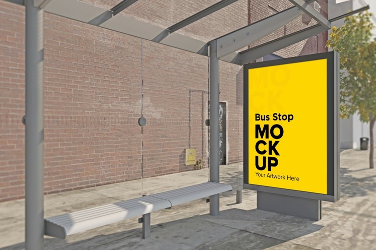 City Bus Stop Sign mockup Template (2386598)