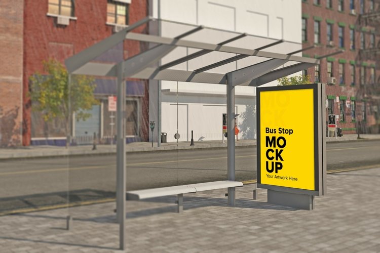 City Bus Stop Road Sign mockup (2386602)
