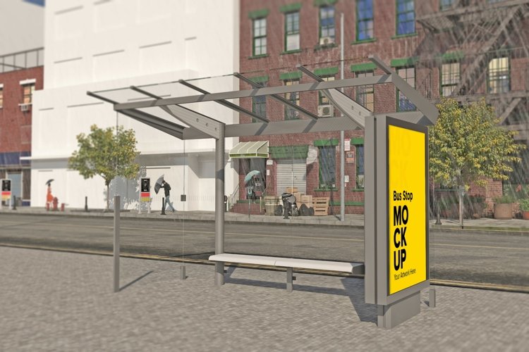 City Bus Stop Road Sign mockup (2386603)