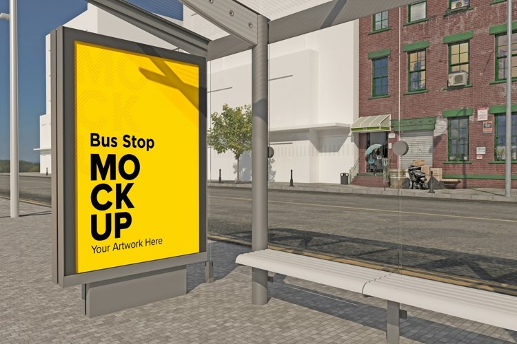 City Bus Stop Road Sign mockup (2386607)