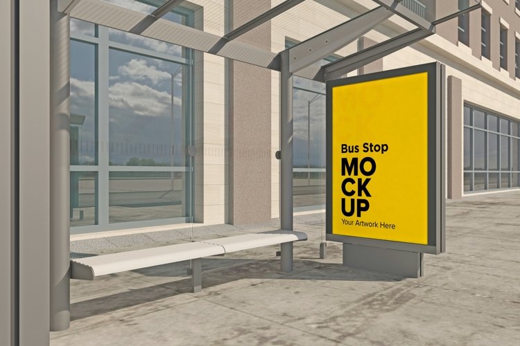 City Bus Stop Road Sign mockup (2386613)