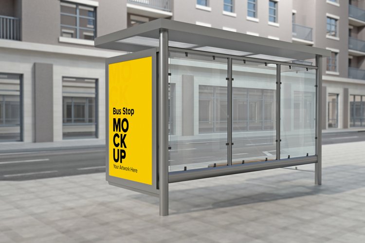 City Bus Stop Road Sign mockup (2386618)