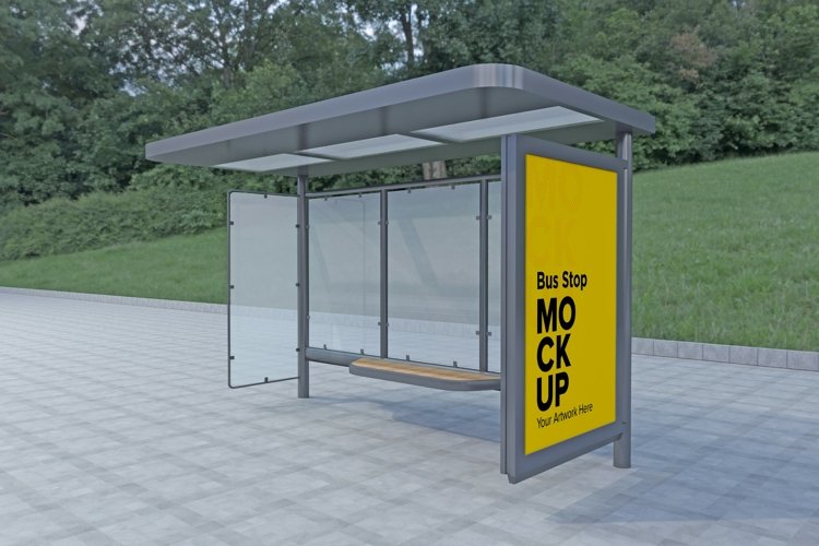 Evening View Bus Stop Signage mockup (2386622)