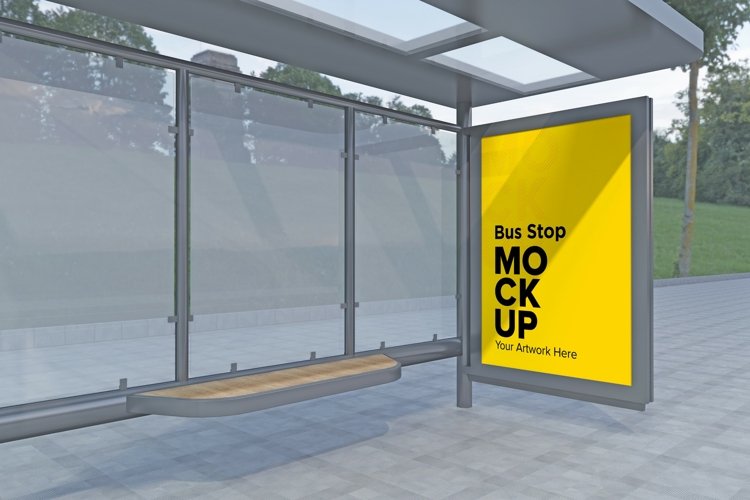 City Bus Stop Road Sign mockup (2386623)