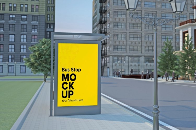 Evening View Bus Stop Signage mockup (2386640)