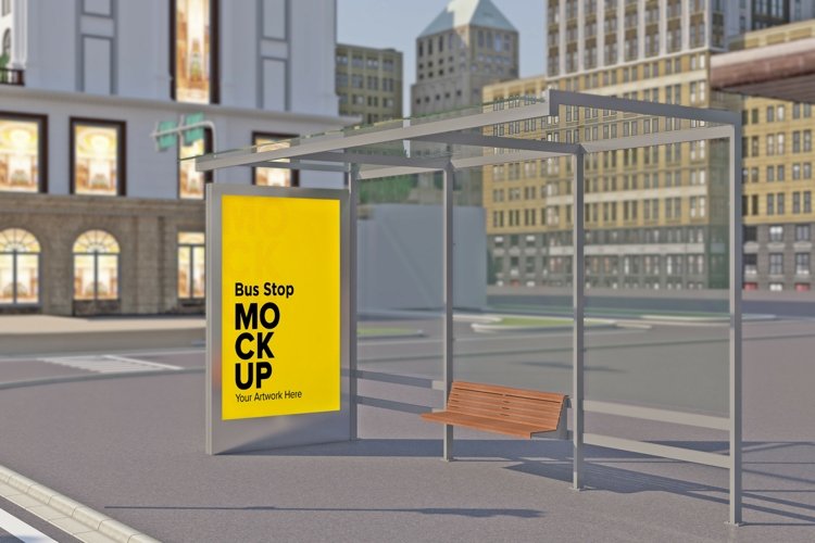 City Bus Stop Road Sign mockup (2386653)