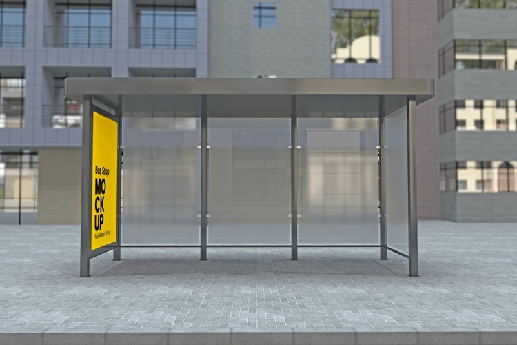 Evening View Bus Stop Sign mockup Template (2386702)