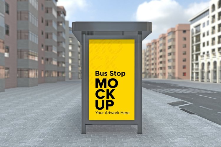 Evening View Bus Stop Sign mockup Template (2386703)