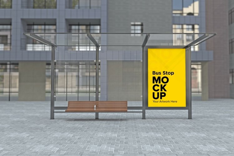 Evening View Bus Stop Signage mockup (2386711)