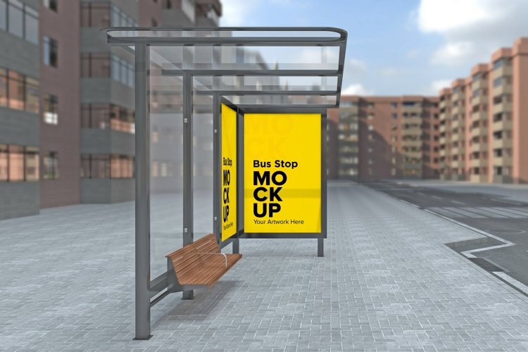 Evening View Bus Stop Sign mockup (2386714)