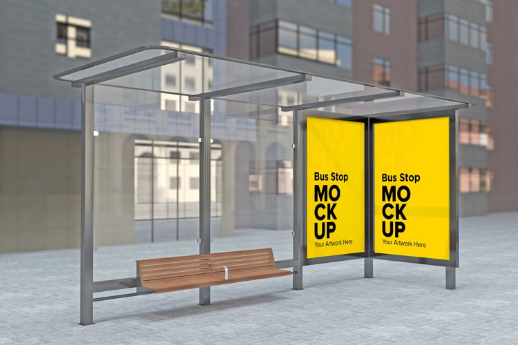 City Bus Stop with 2 Signage mockup (2386716)