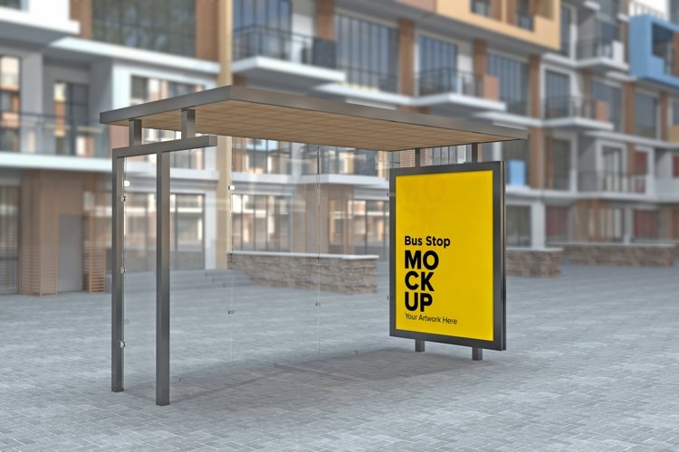 City Bus Stop Road Sign mockup (2386721)