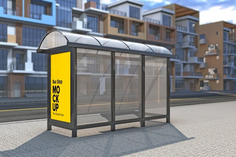 Evening View Bus Stop Sign mockup (2386728)