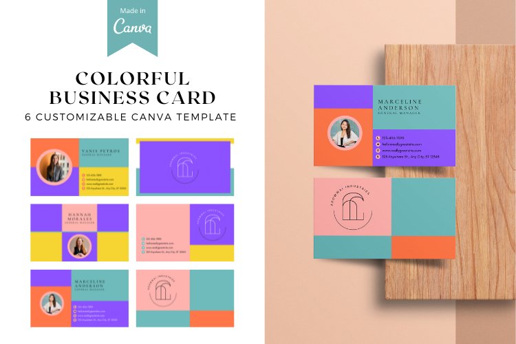 Colorful Business Card Canva Template Colorful Business Card Canva Template