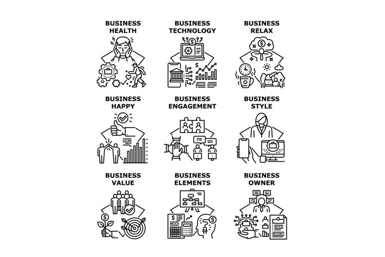 Business Technology Set Icons Vector Illustrations (1789640)